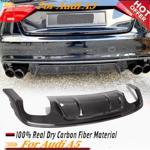 REAL CARBON Fit For Audi A5 S-LINE S5 2012-16 Rear Bumper Diffuser ...