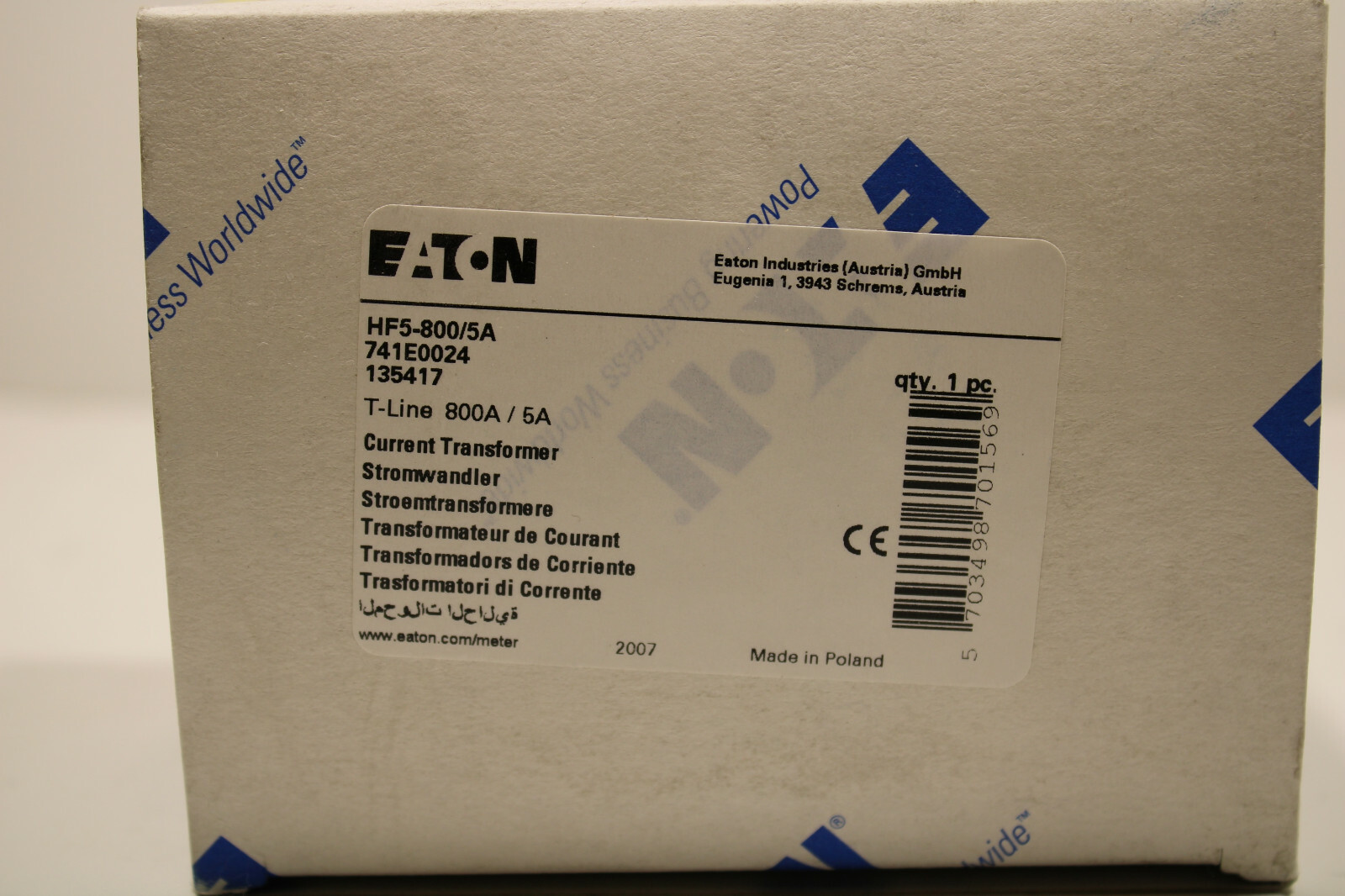 Eaton HF5-800/5A Current Transformer 741E0024 NEW | eBay