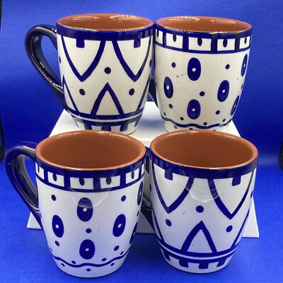Certified International Blue And White Mosaic Coffee Mugs Set Of 4 | eBay