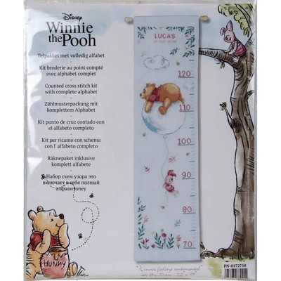 Vervaco DISNEY WINNIE THE POOH Growth Chart Counted Cross Stitch Kit PN ...
