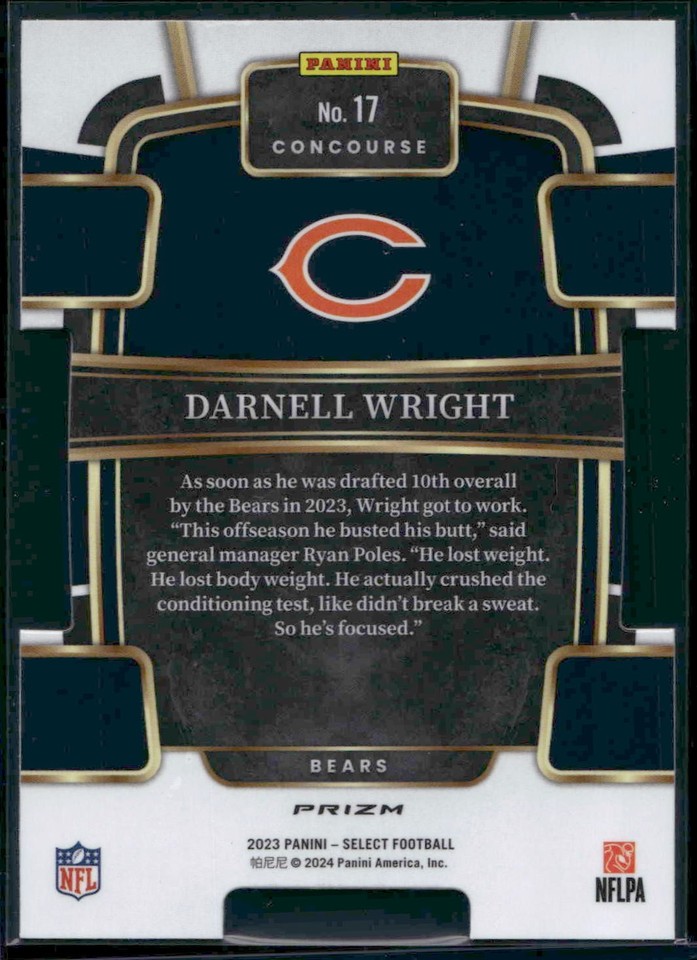 2023 Panini Select #17 Darnell Wright Silver Prizms Die Cuts | eBay