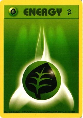 Pokemon Grass Leaf Energy 127/130 Base Set 2 Unlimited Non-Holo 2000 ...