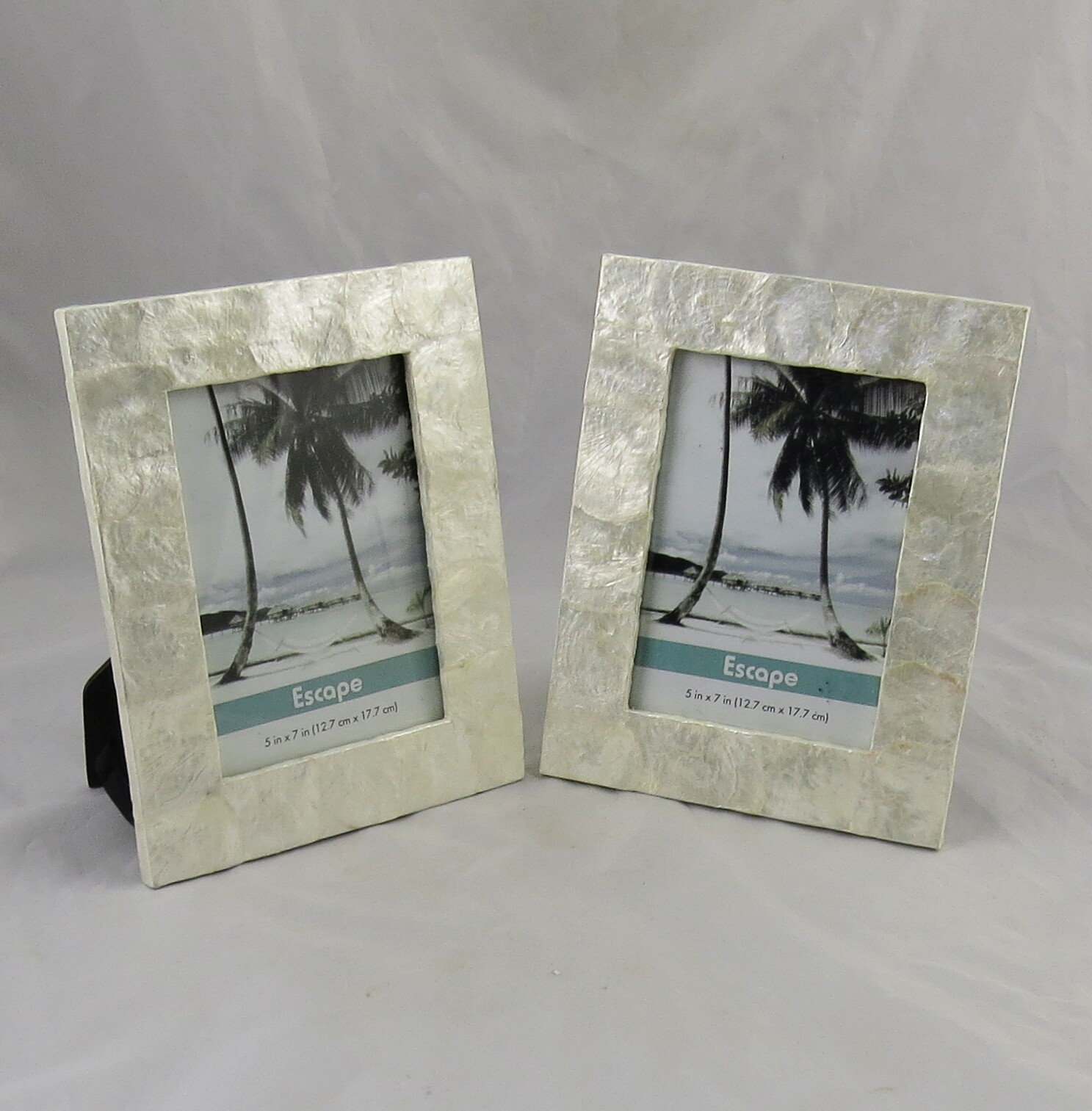 Pair of Capiz Shell Mother of Pearl Easel Picture Frames 7-1/4" X 9-1/4 ...