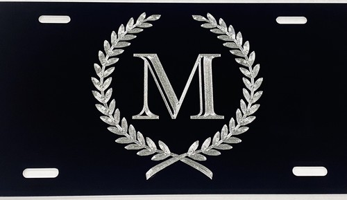 3D Engraved Custom Letter Monogram Crest Car Tag Diamond Etched License ...