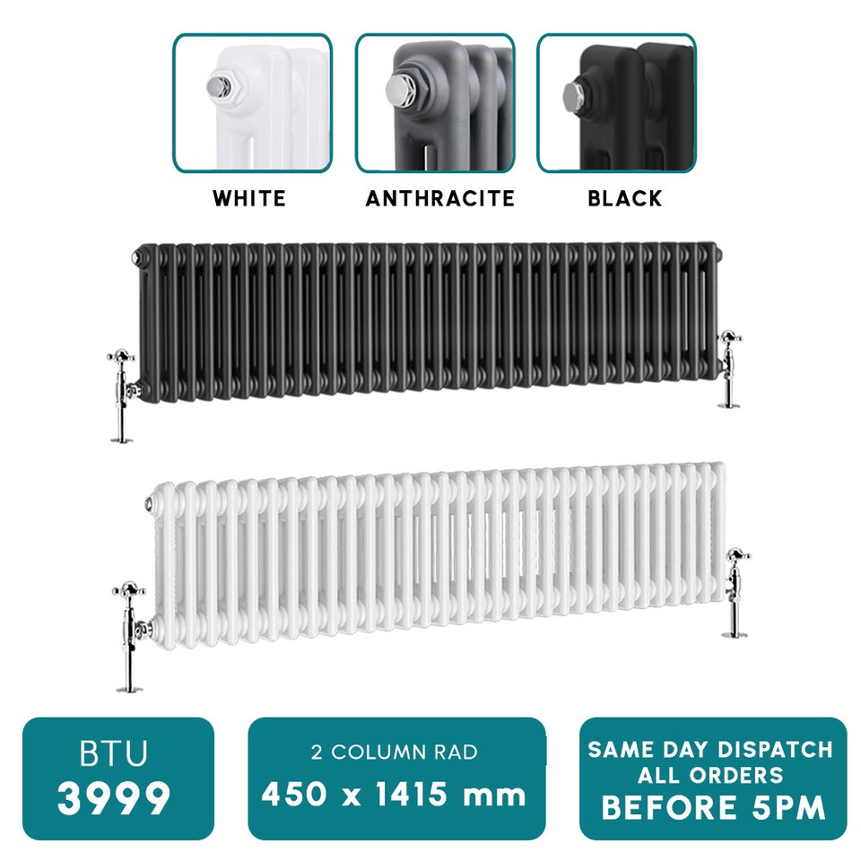 Anthracite White Black Traditional Cast Iron Style Radiator 2 3 4 ...