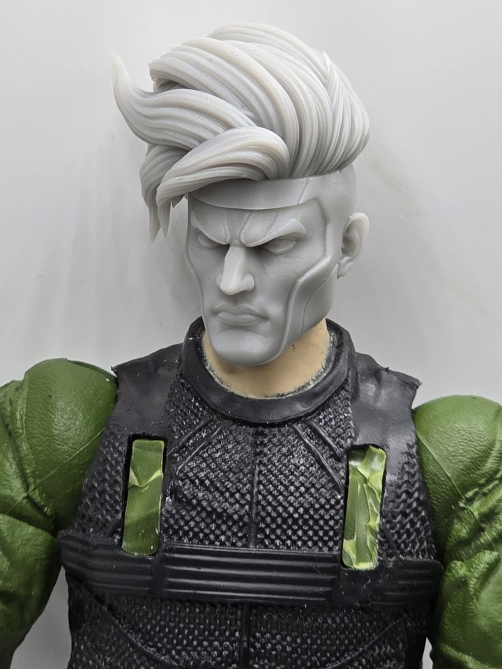 3d Print X-MEN GAMBIT ANGRY HEAD 1:10 7" MARVEL Select McFarlane DC ...