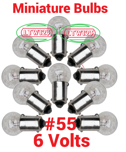 (10) MINIATURE LAMP BULBS 55 6V 2 C.P M.B | eBay