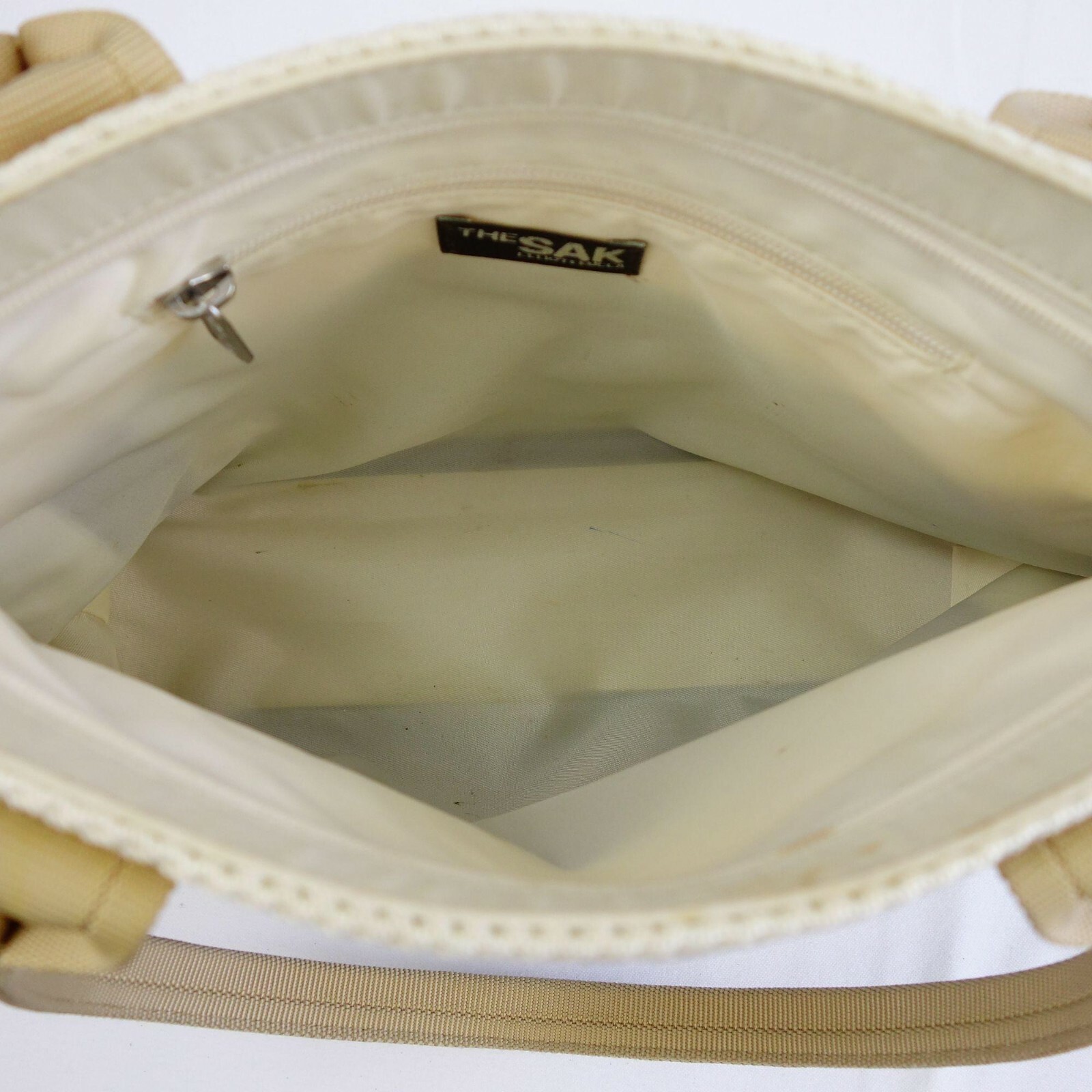 The Sak Black and Cream Color Block Crocheted Tote Ba… - Gem