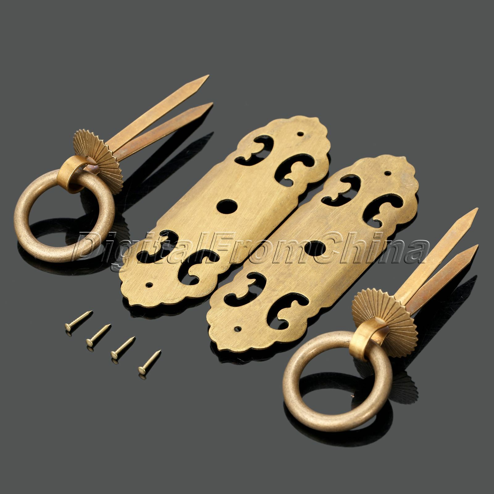 Vintage Chinese Style Furniture Pull Lock Latch Cabinet Hardware Brass ...