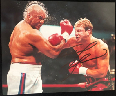 Tommy Morrison Lands Big Punch v George Foreman Signed Autographed 8x10 ...