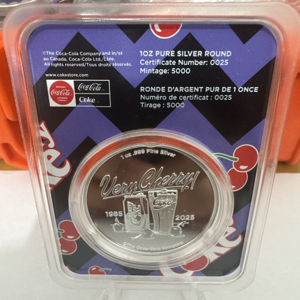 APMEX Cherry Coke 1oz Silver Colorized Round .999 Fine Silver 25/5000 ...