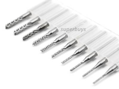 10pc 1.3 - 3.175mm Titanium Carbide Drill Bit for CNC Rotary Mill ...