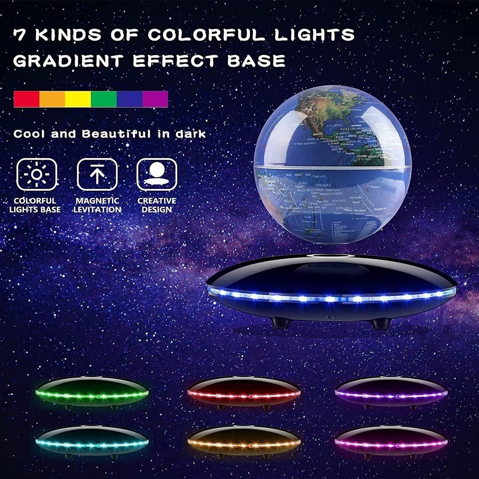 Magnetic Levitation Globe World Map 360 Degree Auto-rotating AC100V ...