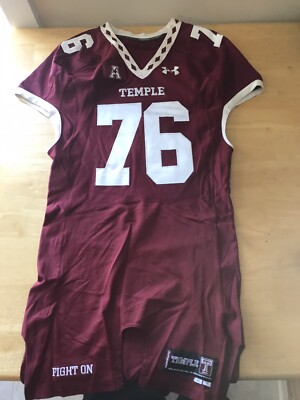 Temple Owls Game Worn Football Jersey - Jordan Jones Cherry Jersey #76 ...