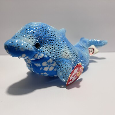 Ty Beanie Baby DOCKS the Blue Dolphin 8” NWT Vintage Plush Stuffed Toy ...
