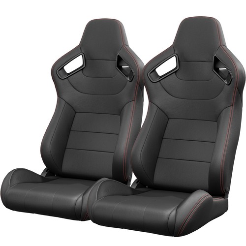 2-Piece Universal Racing Seats for Ford, PVC Bucket Seats w/ Dual ...