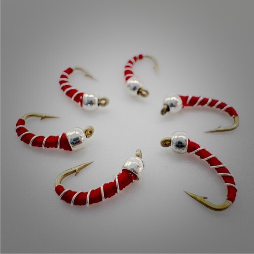 ZEBRA MIDGE Bead Head Nymph - Fly Fishing Trout Flies - Red, Hook Size ...