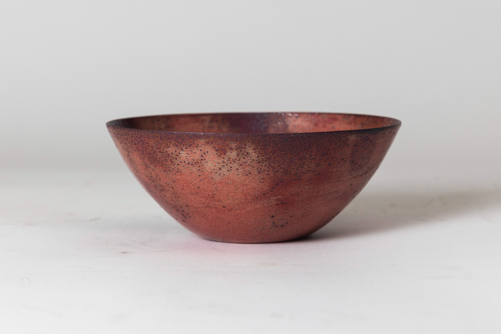 VTG BARBARA CULP ENAMEL COPPER BOWL MCM STUDIO HANDMADE HAMMERED PINK ...