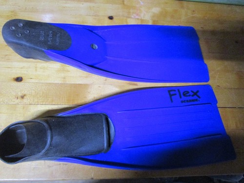 Blue Oceanic Flex Full Foot Fins Scuba Size Boys 8-10 Made in ITALY | eBay