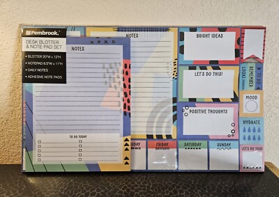 Desk Blotter & Notepad Set With Sticky Notes | eBay