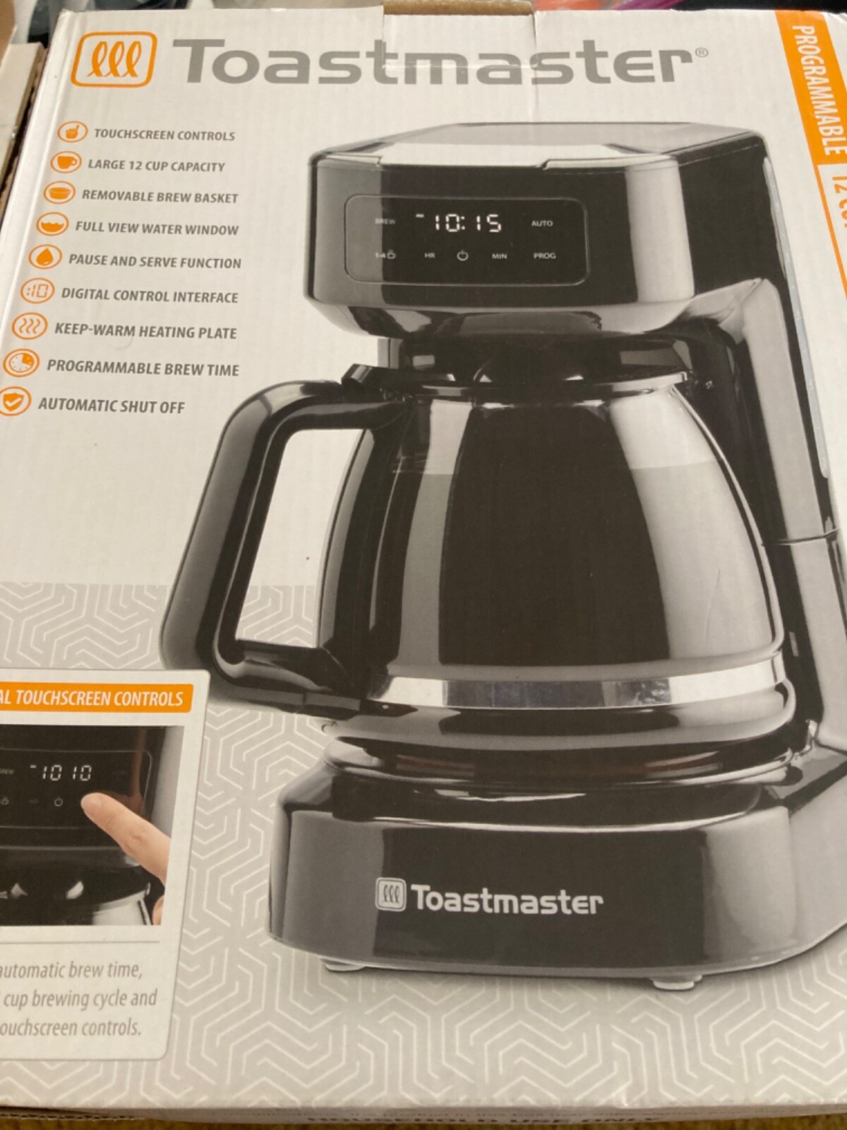 toastmaster 12 cup coffee maker programable touch screen controls model ...
