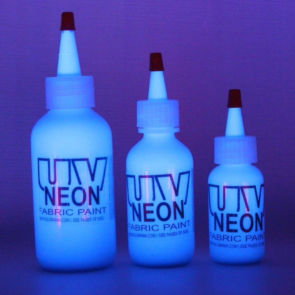 UV Reactive Fabric Material Paint 5 Color Set, Neon, Fluorescent, Black ...