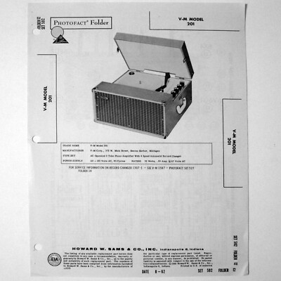 V-M VM V M Model 201 Portable Record Player Phonograph SAMS Photofact ...