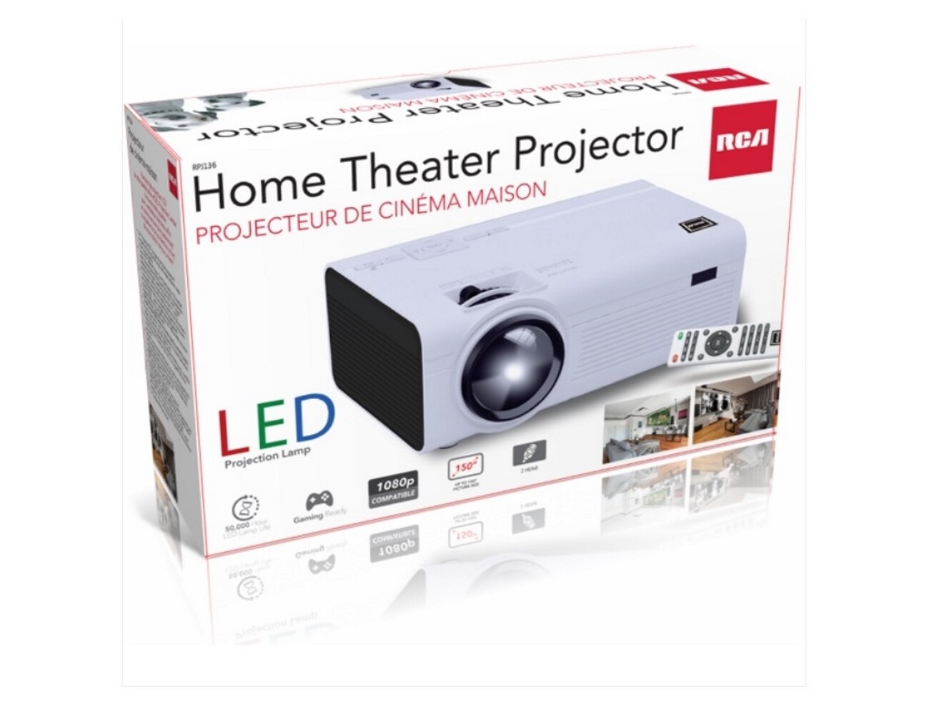 RCA Projector 2000 Lumens 1080P with 100" Stand Screen Certified ...