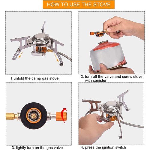 3700W Gas Stove Portable Backpacking Camping with Piezo Ignition ...