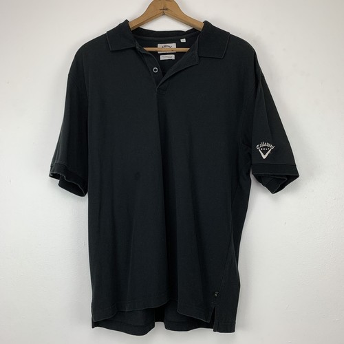 Callaway Shirt Mens Large Golf Polo Black Combed Cotton Logo ...