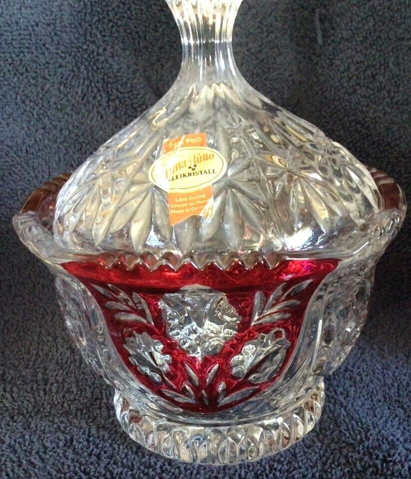 Vintage Anna Hutte Bleikristall 24% Lead Crystal Ruby Candy Dish w/Lid ...