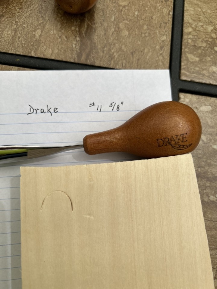 Drake wood carving gouge, #11 sweep, 5/8 inch wide. | eBay