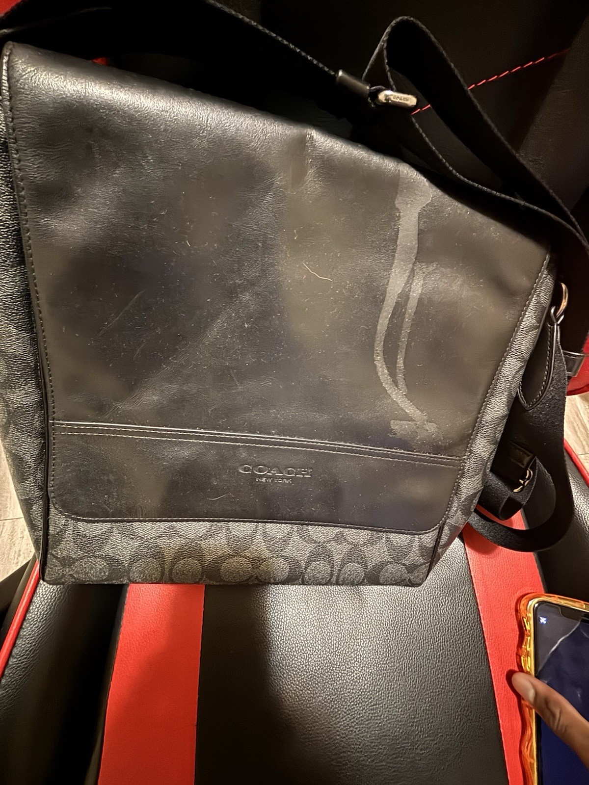 COACH Houston Map Messenger Signature Canvas Leather … - Gem