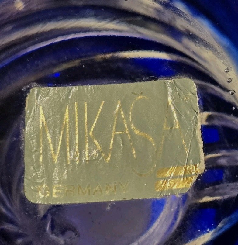 mikasa Germany vintage cobalt blue cut to clear Cut Crystal 9 1/2" H X ...