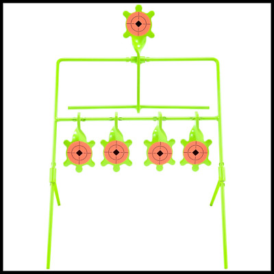 Steel Shooting Spinning Targets w/ 5x Auto Reset Stand Set Metal Rifle ...