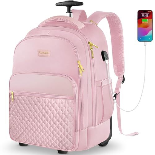 Rolling Backpack Carry On Luggage For Adults With Wheels, 45L Wheeled ...