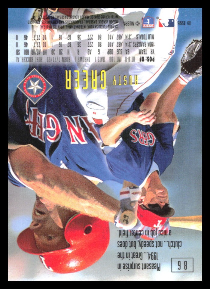 1995 SkyBox E-Motion Rusty Greer #86 Texas Rangers 4A | eBay