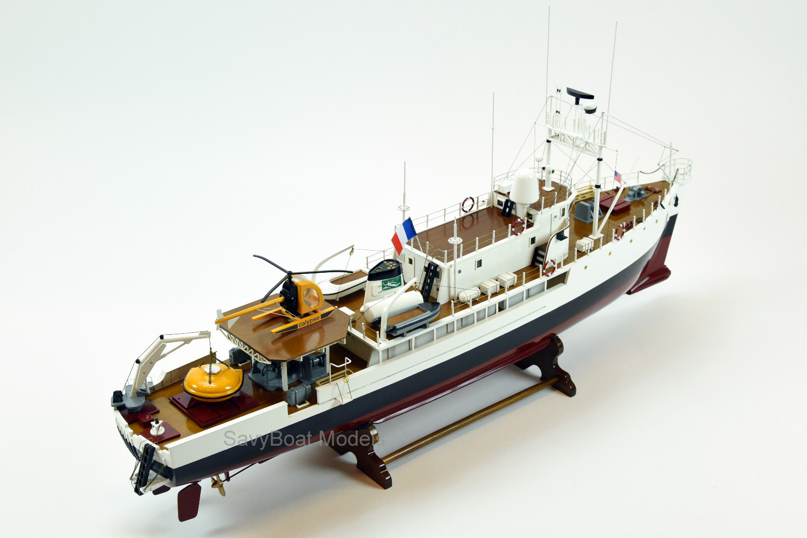 RV Calypso Research Vessel Handmade Wooden Ship Model with lights ...