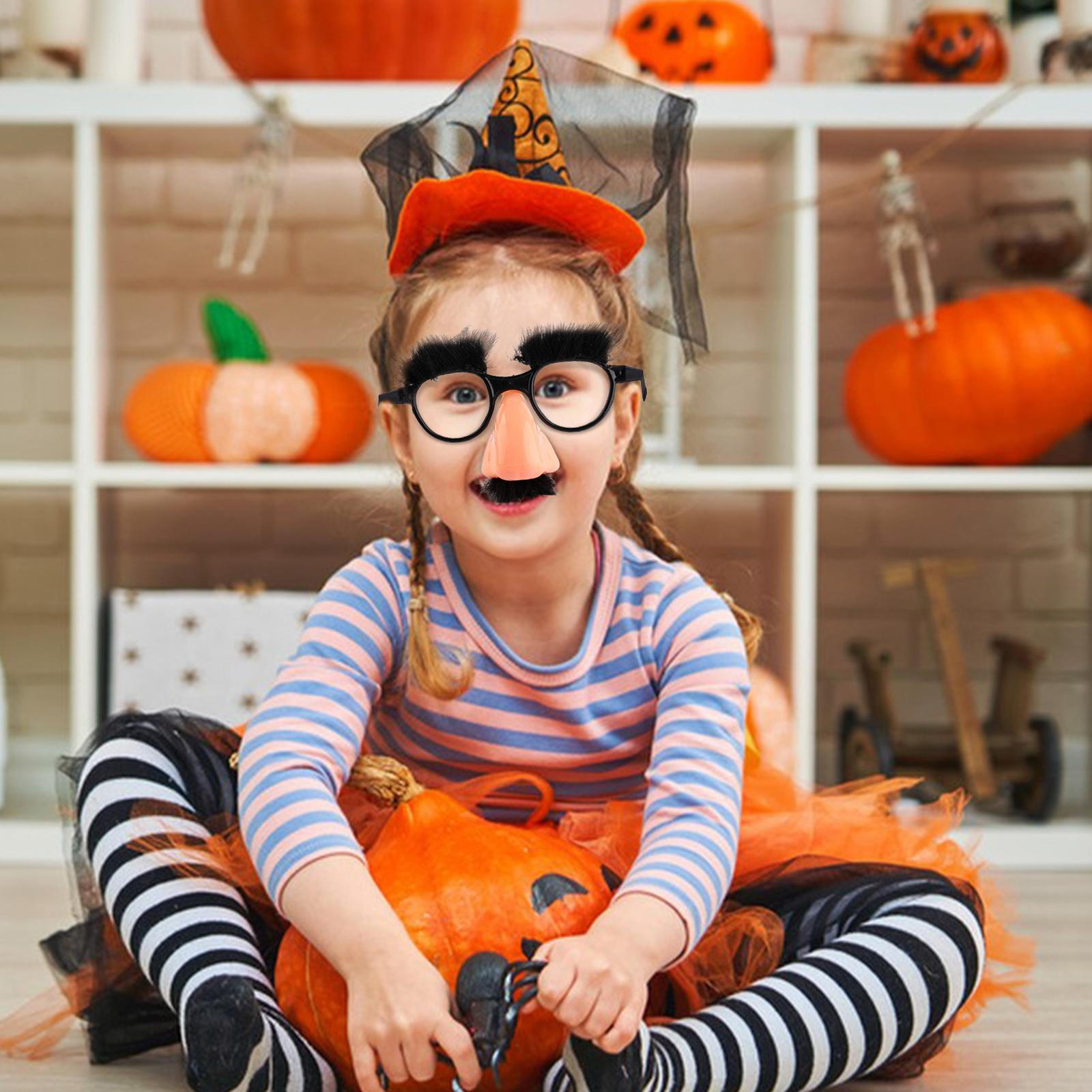 1x Disguise Glasses Big Nose Glasses With Eyebrows Mustache Silly Funny ...