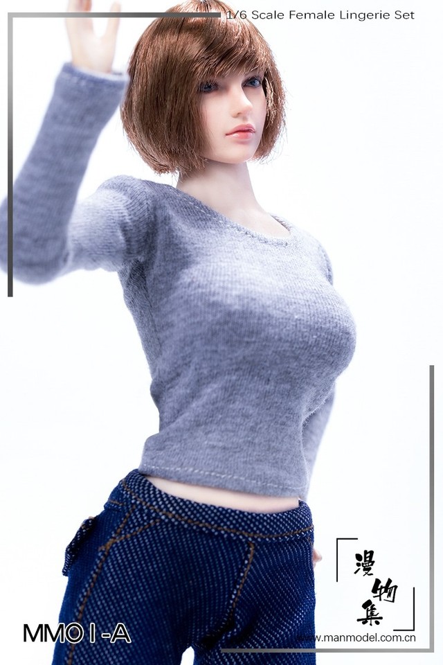 A2-06 Custom 1/6 Scale Long sleeve T-shirt Clothes For 12" Female Body ...