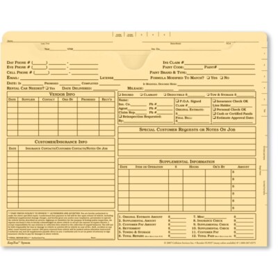 50ct EasyTrac Reinforced Manila Repair Job Jackets 11.75" x 9.5" Auto ...