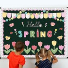 Hello Spring Bulletin Board Decorations Tulip Cutouts Pink Floral ...