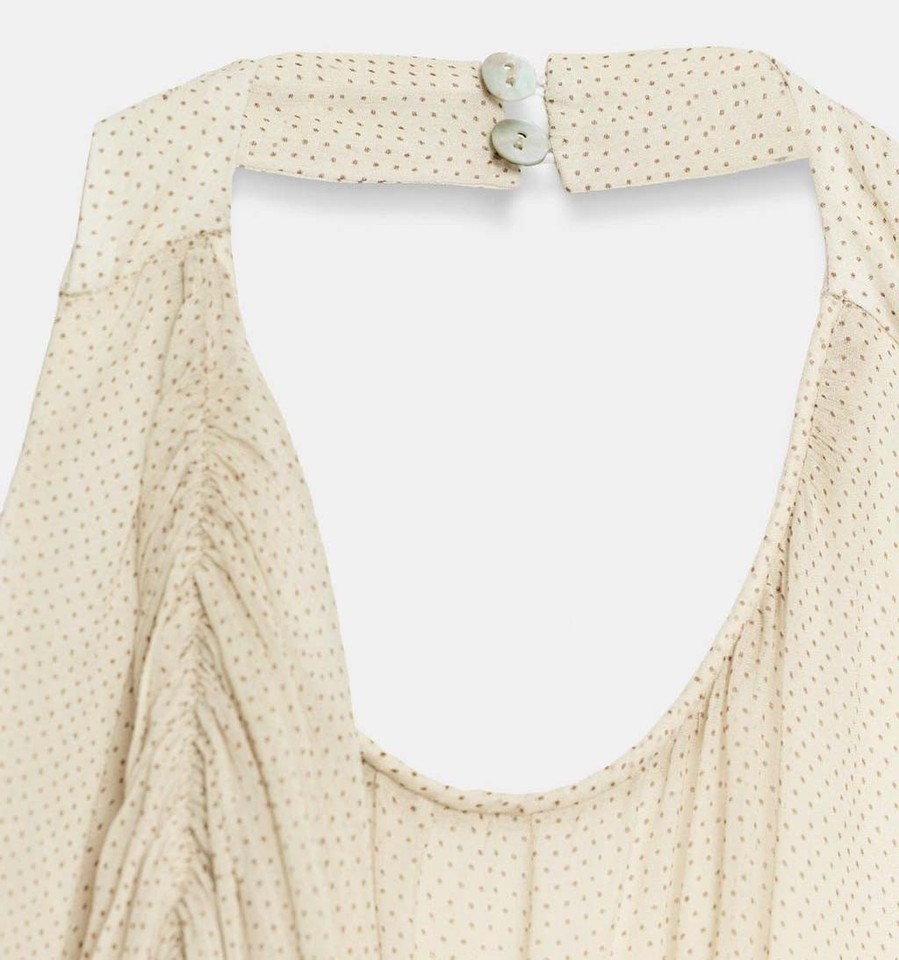 ZARA NEW WOMAN ZW DRAPED POLKA DOT HALTER TOP BROWN ECRU XS-L 6103/004 ...