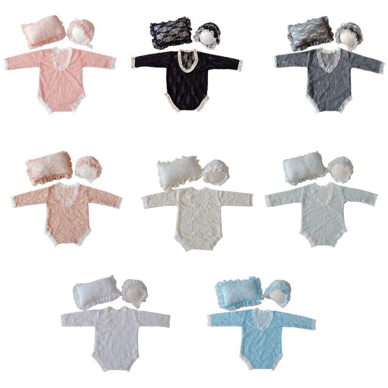 Infant Photo Props Photography Posing Props Clothes Lace Hat Romper ...