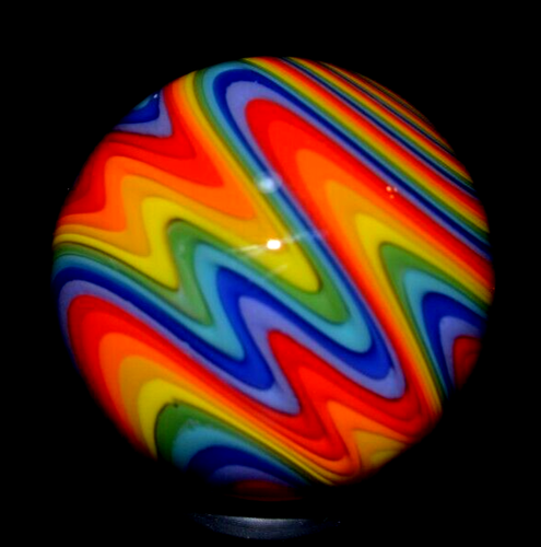 JAY SLACK GLASS MARBLE/1.390"-BLUR OF A WIG-WAG-MANY SWITCHBACKS-TOTAL ...