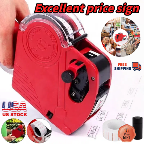MX-5500 8 Digits Price Tag Gun Marking Machine w/Sticker Labels Ink ...