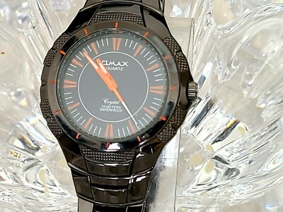 Qmax Crystal Black&Orange 40mm Dial Black band Mens Watch (295) | eBay
