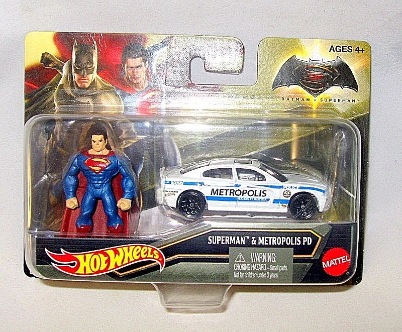 SUPERMAN AND METROPOLIS PD,(CAR+FIGURE) HOTWHEELS 1:64 DIECAST CAR ...