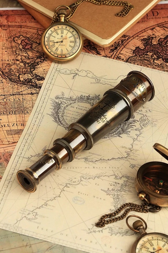 1920 Ship Captain Working Telescope Brass Antique Spyglass With Wooden ...