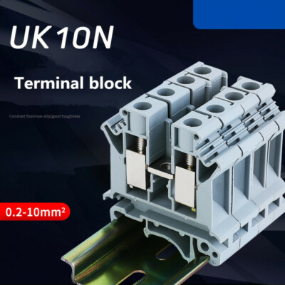 10pcs UK10N Voltage Terminal Block UK-10N Rail Type 10mm² Copper ...